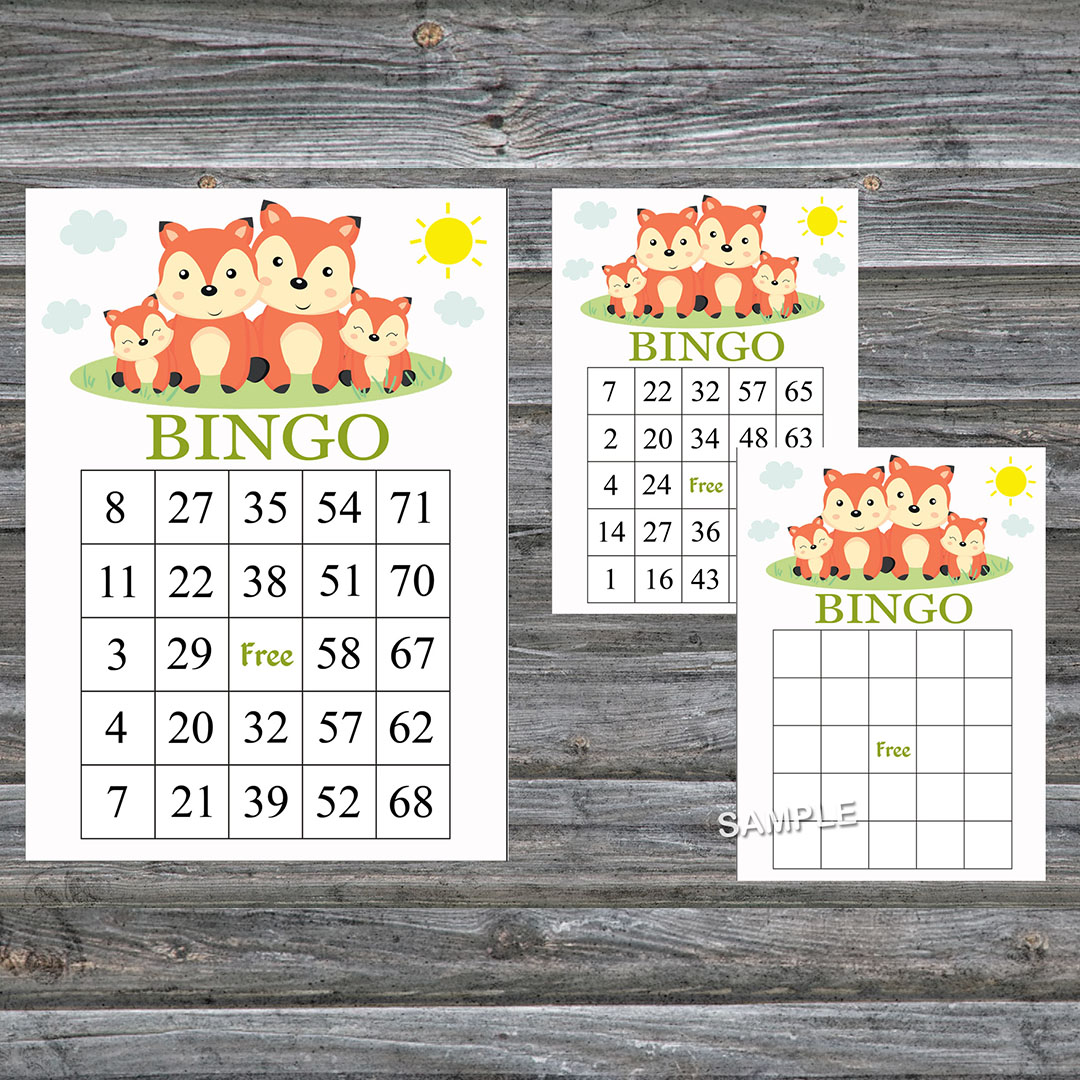 Fox bingo cards,Fox bingo game,Woodland animals printable bi - Inspire ...