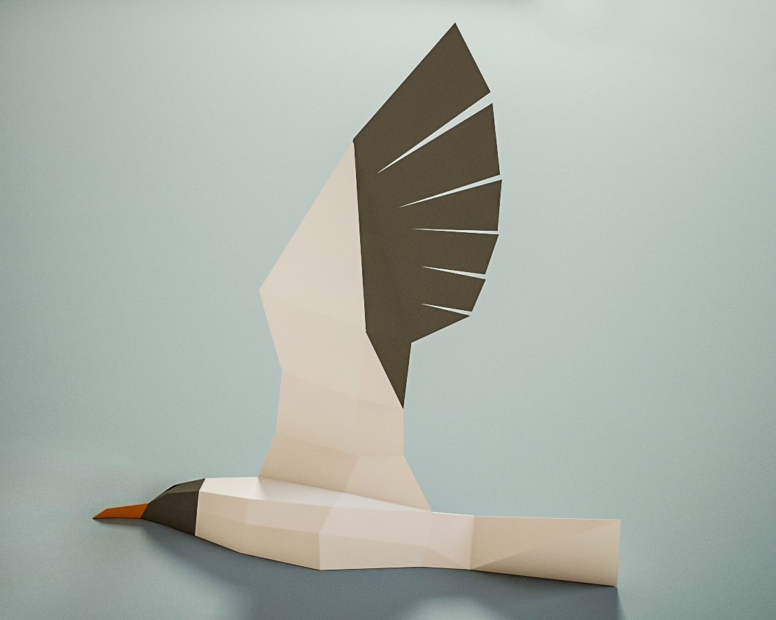 Papercraft gull 3D sculpture, DIY Paper craft template, Seag - Inspire ...