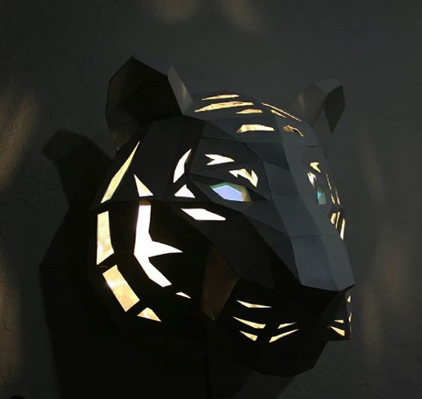 DIY Papercraft Tiger, paper craft model template, night lamp - Inspire ...