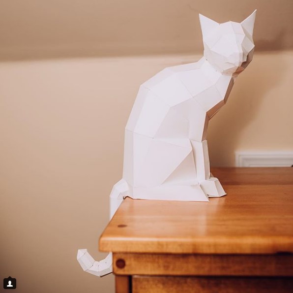 3D Paper craft Cat, DIY sculpture sitting cat, Papercrafting - Inspire ...
