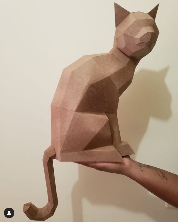 3D Paper craft Cat, DIY sculpture sitting cat, Papercrafting - Inspire ...