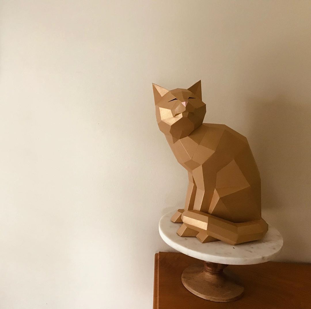 Papercraft Cat, paper craft 3D model, kitten PDF template, c - Inspire ...