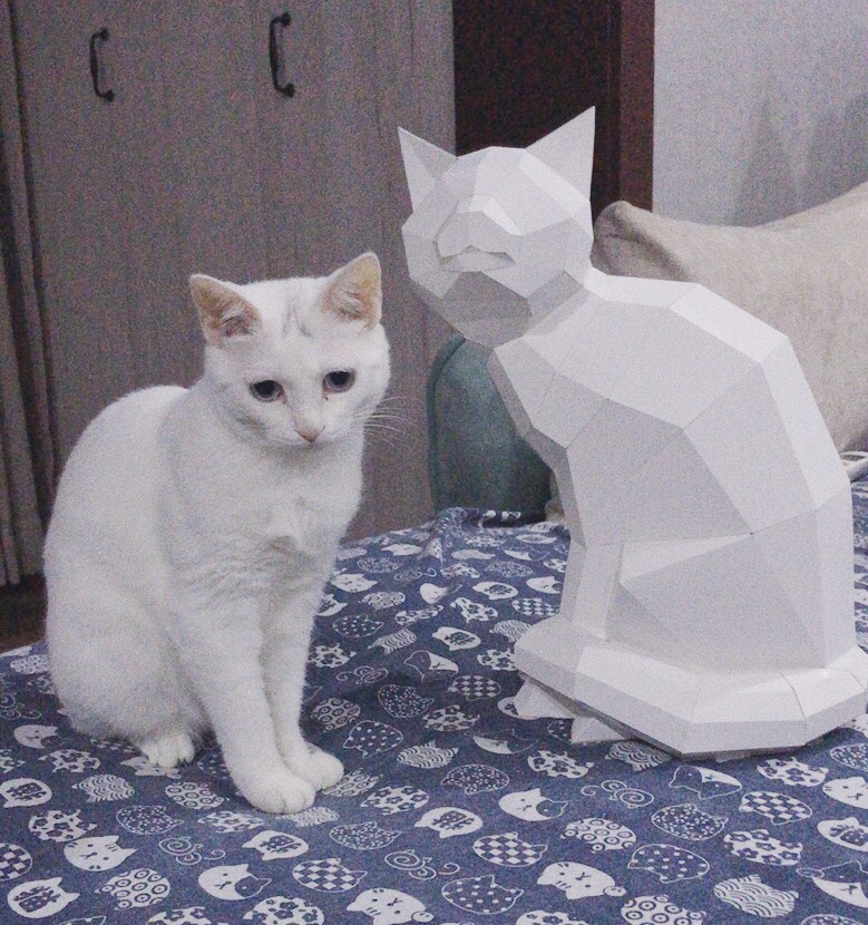 Papercraft Cat, paper craft 3D model, kitten PDF template, c - Inspire ...