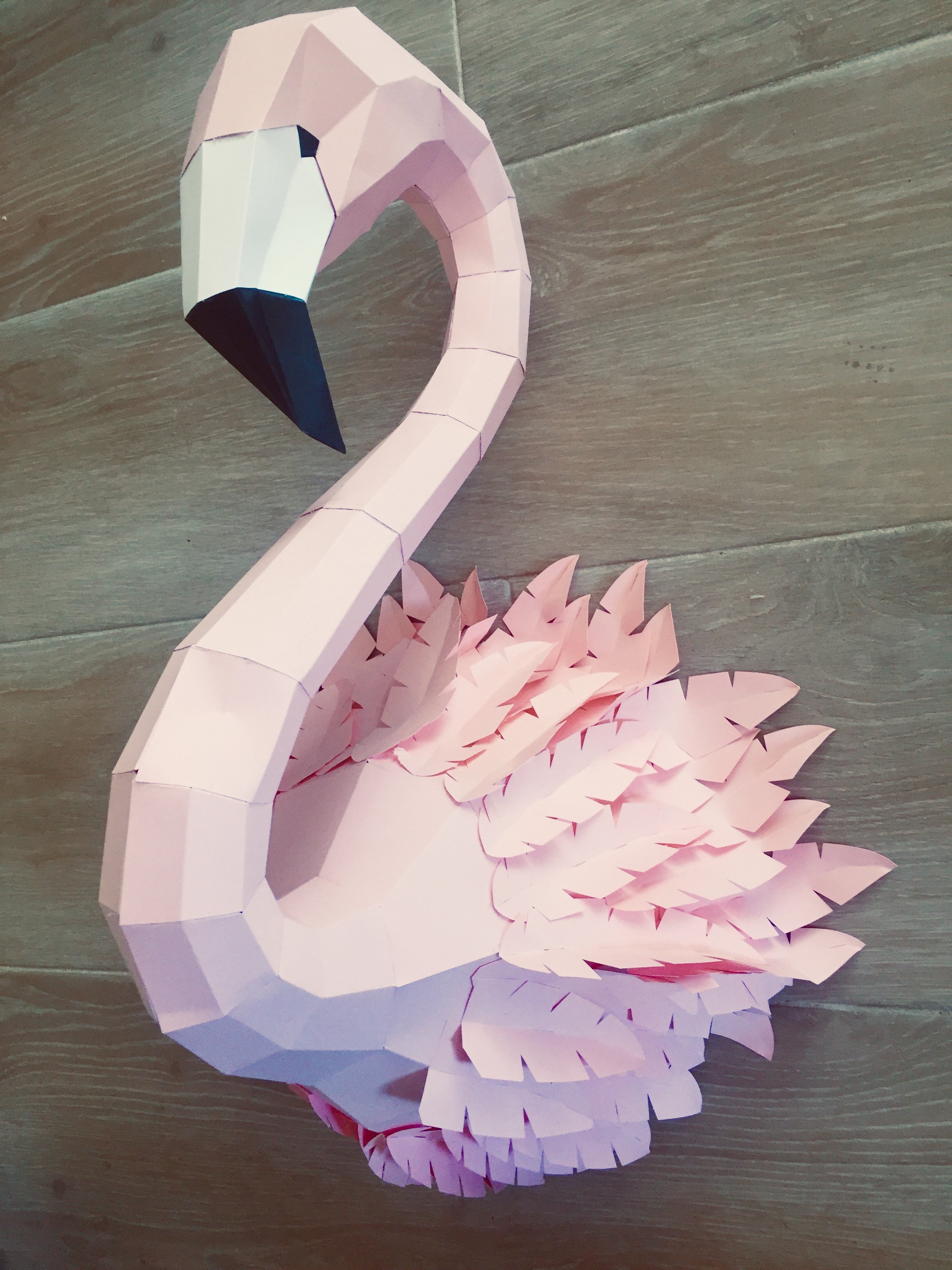 Papercraft Flamingo, 3D Paper Craft sculpture, animal head t - Inspire ...