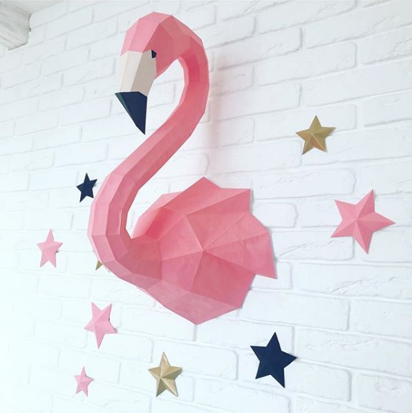 Papercraft Flamingo, 3D Paper Craft sculpture, animal head t - Inspire ...