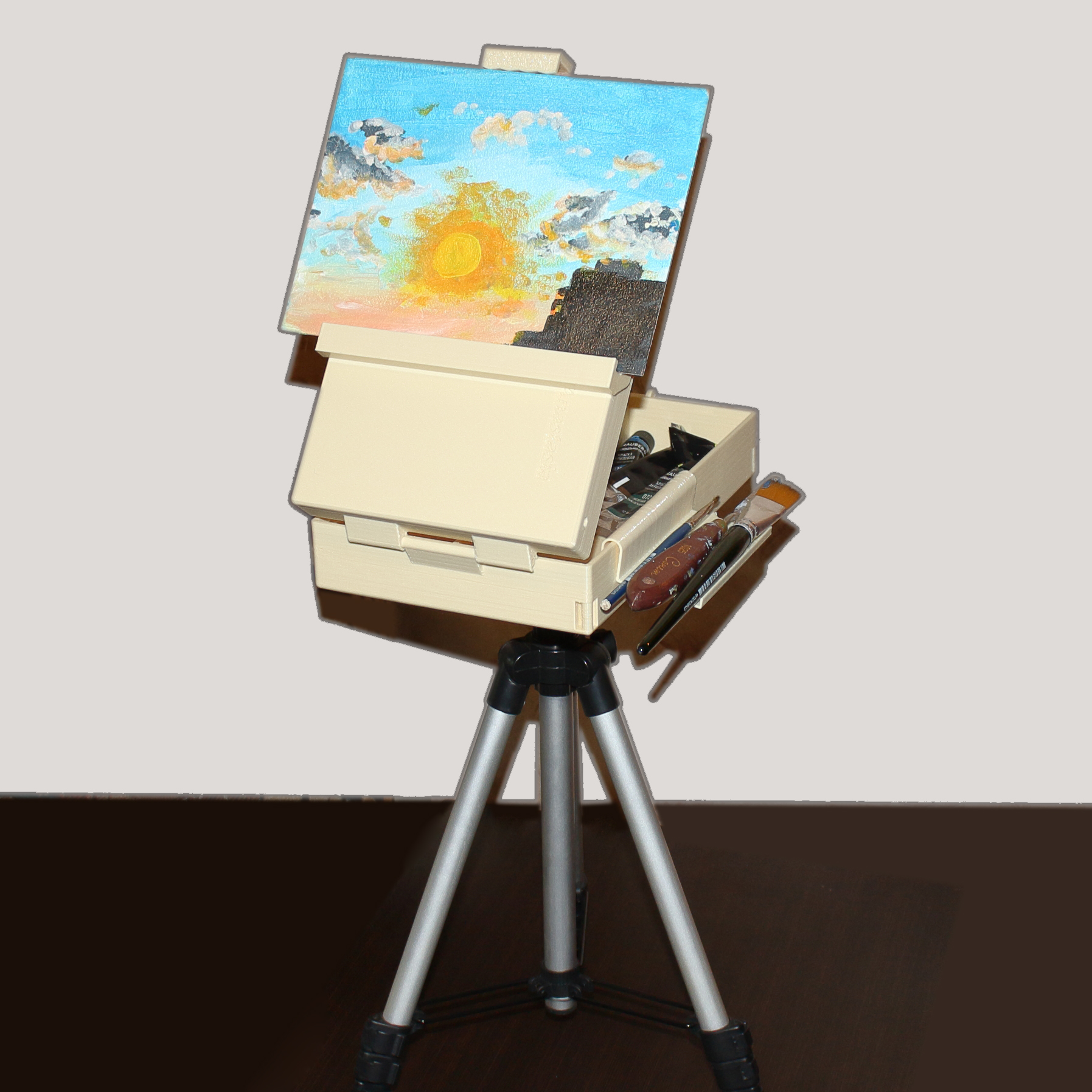 3d model .stl format Desktop easel with a box for printing - Inspire Uplift