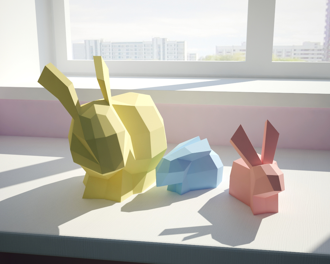 Papercraft Bunny, 3D paper craft model, Rabbits family paper - Inspire ...