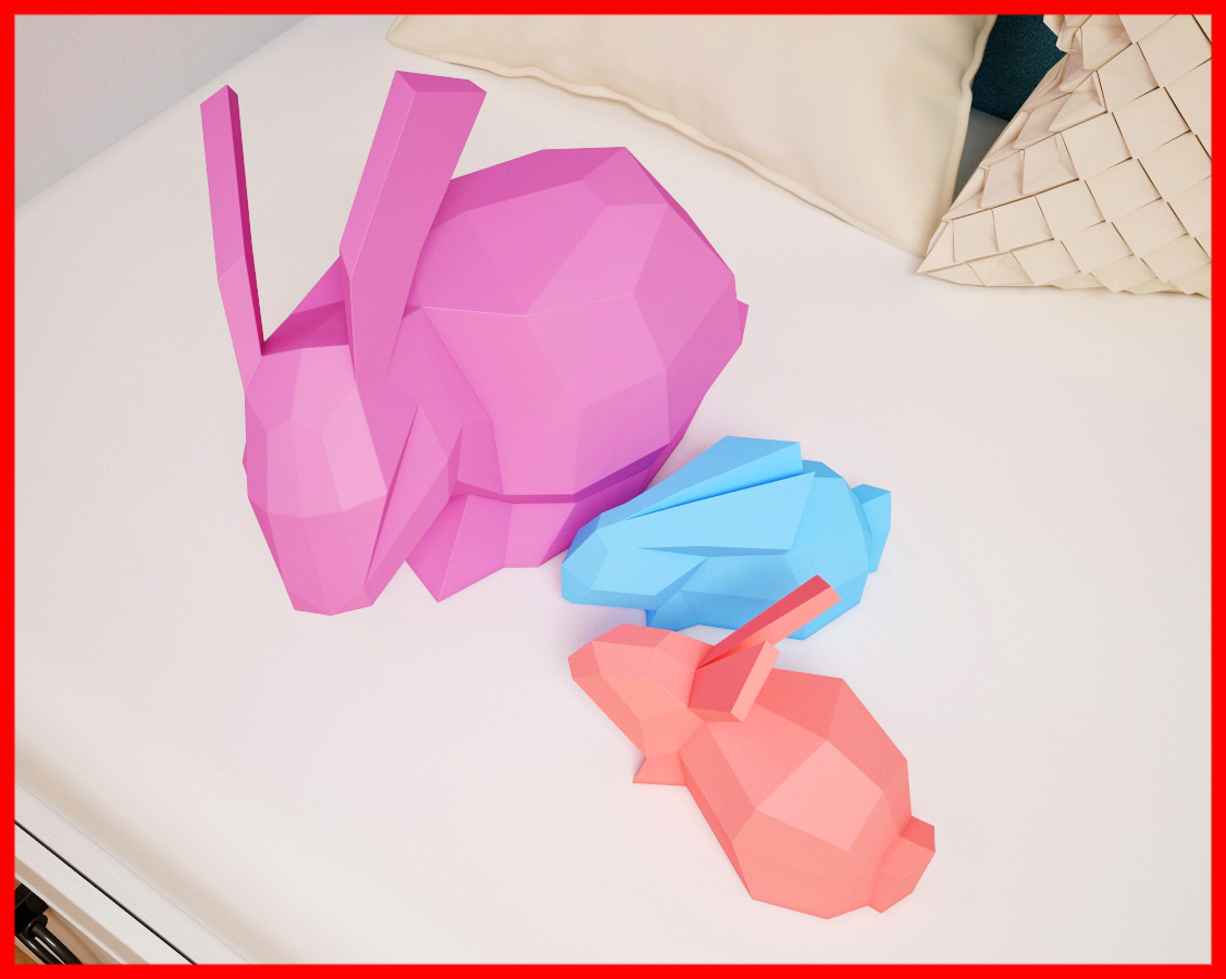 Papercraft Bunny, 3D paper craft model, Rabbits family paper - Inspire ...