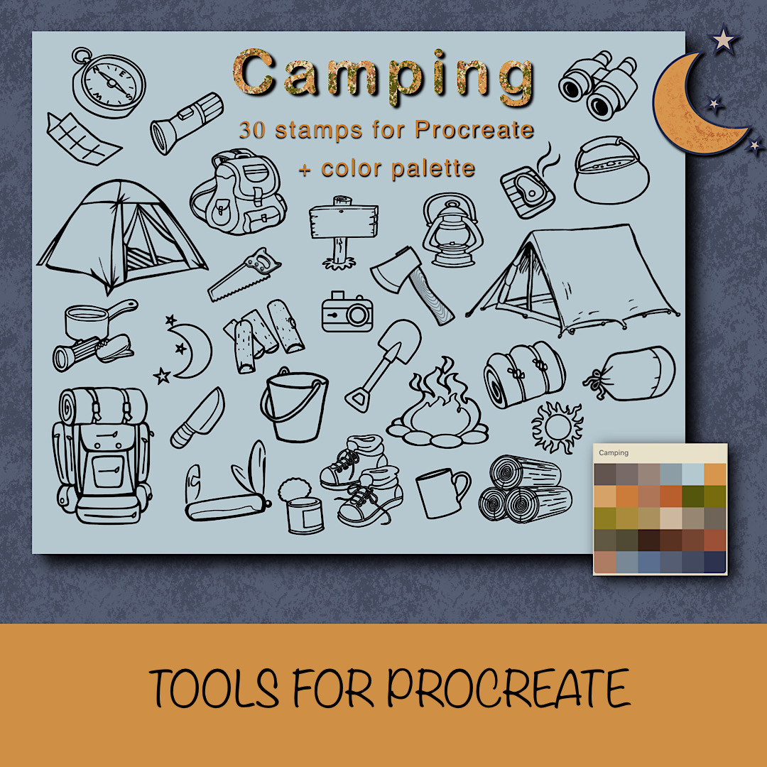 Procreate stamps camping, Procreate color palette, holiday c - Inspire ...