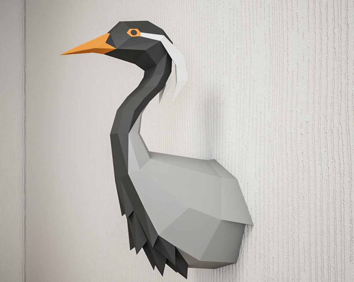 Papercraft crane Demoiselle, 3D paper craft model, printable - Inspire ...