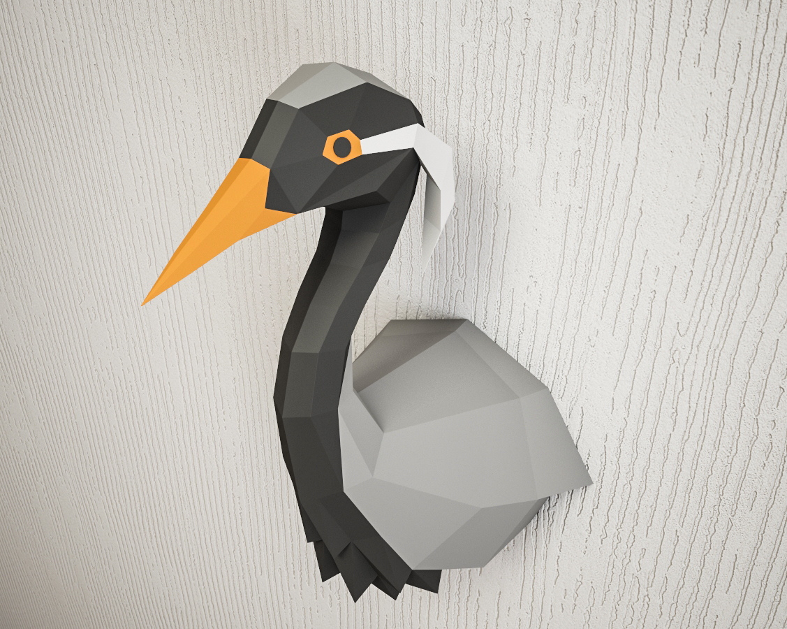 Papercraft crane Demoiselle, 3D paper craft model, printable - Inspire ...