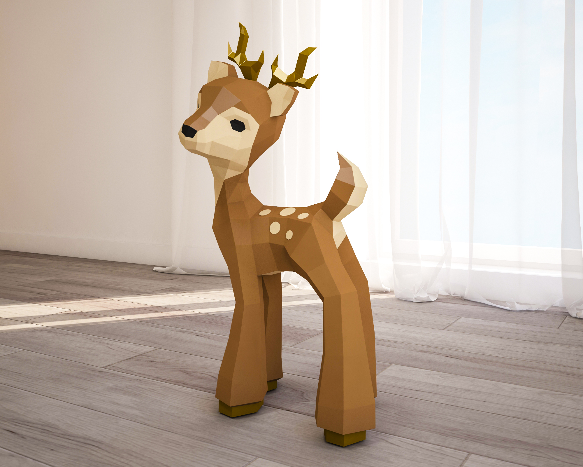 3D Papercraft Fawn, Paper Craft Deer model, DIY sculpture, l - Inspire ...