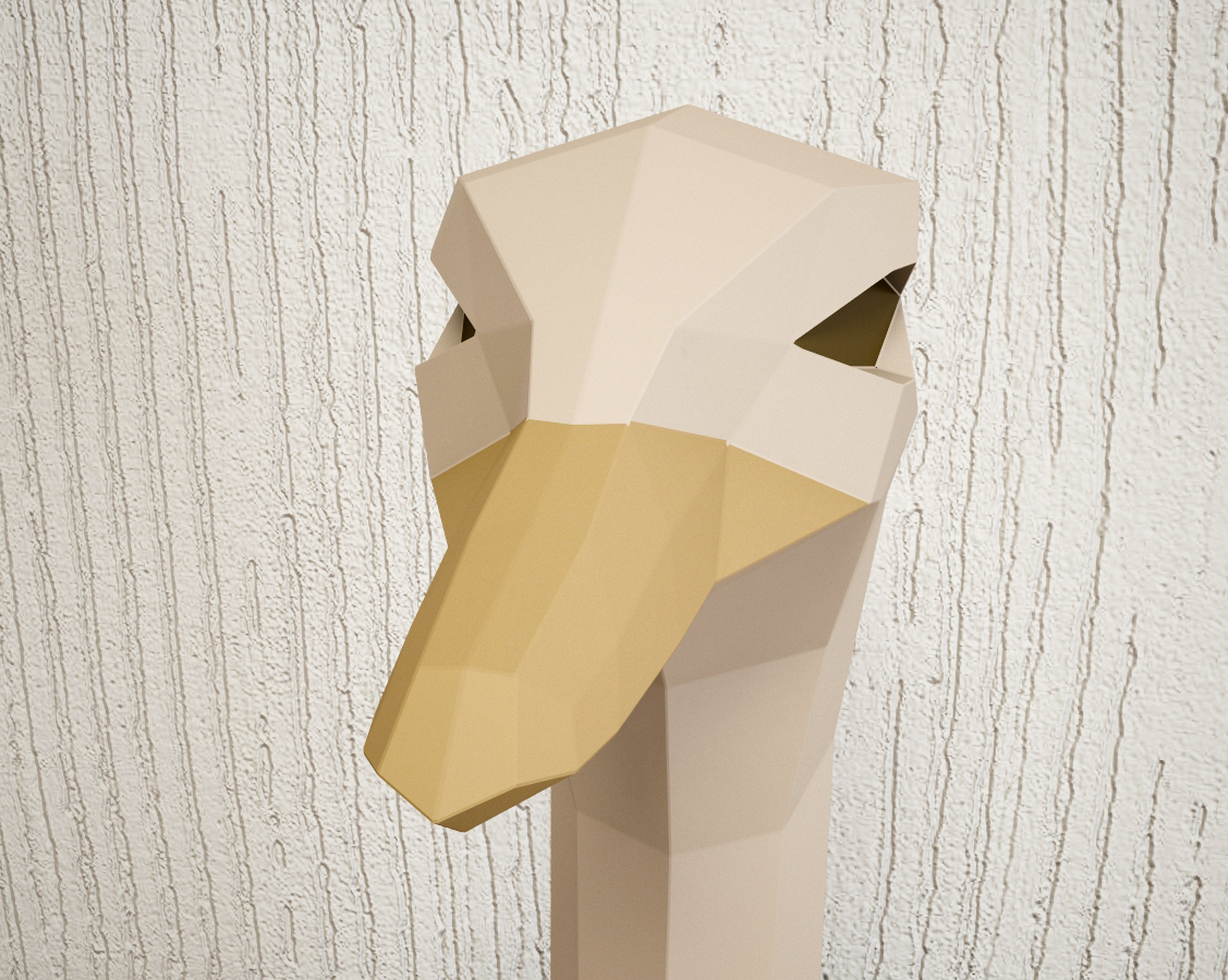 DIY Paper craft Ostrich, 3D papercraft animal trophy head, L - Inspire ...