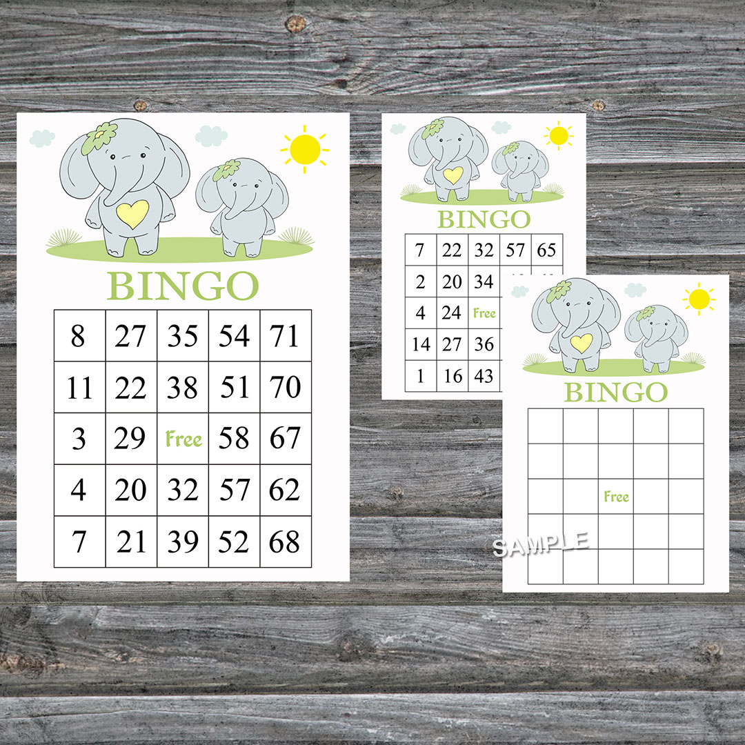 Blue elephant bingo cards,Elephant bingo game,Elephant print - Inspire ...