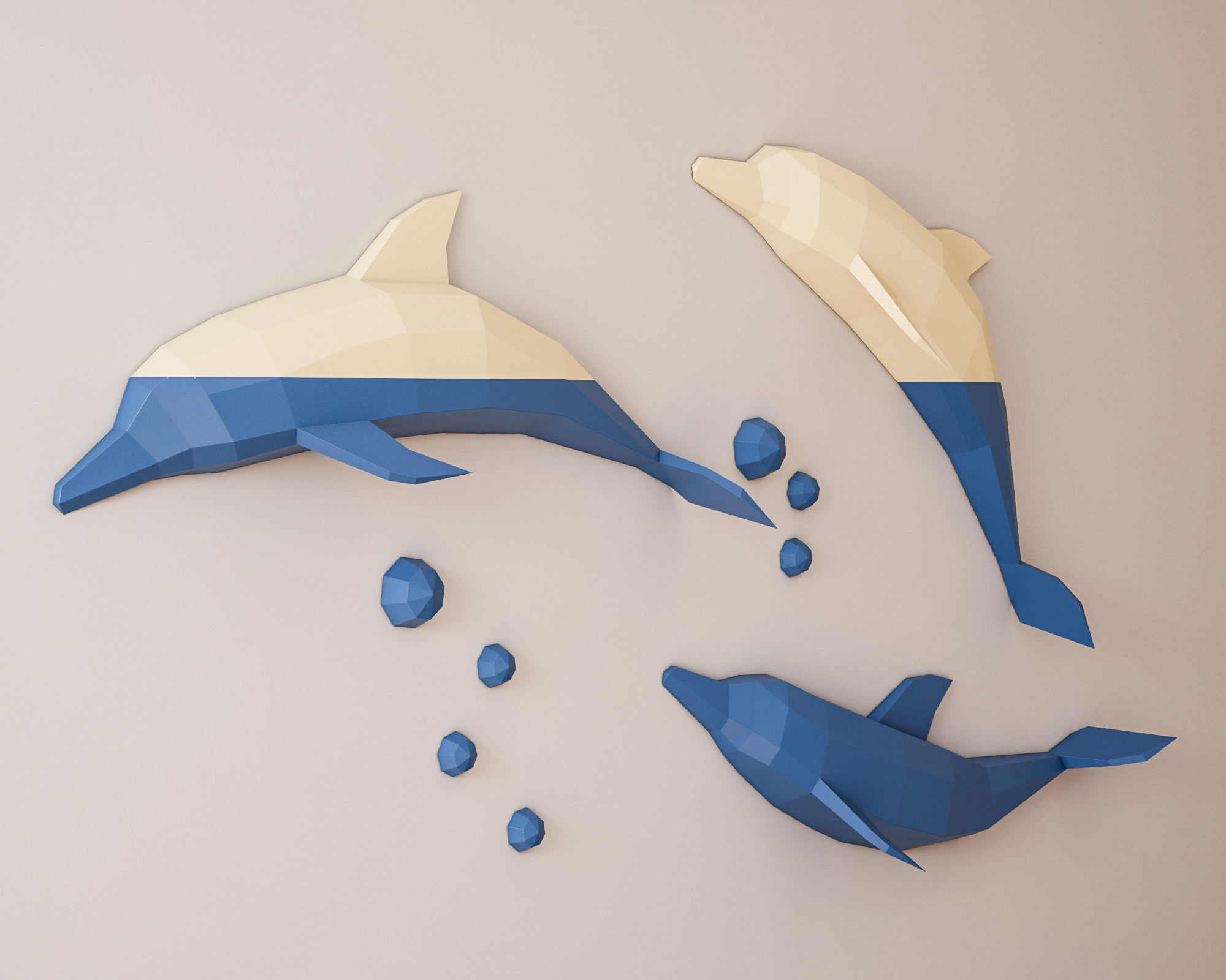 DIY Papercraft Dolphins jumping out of water, PDF template p | Inspire ...