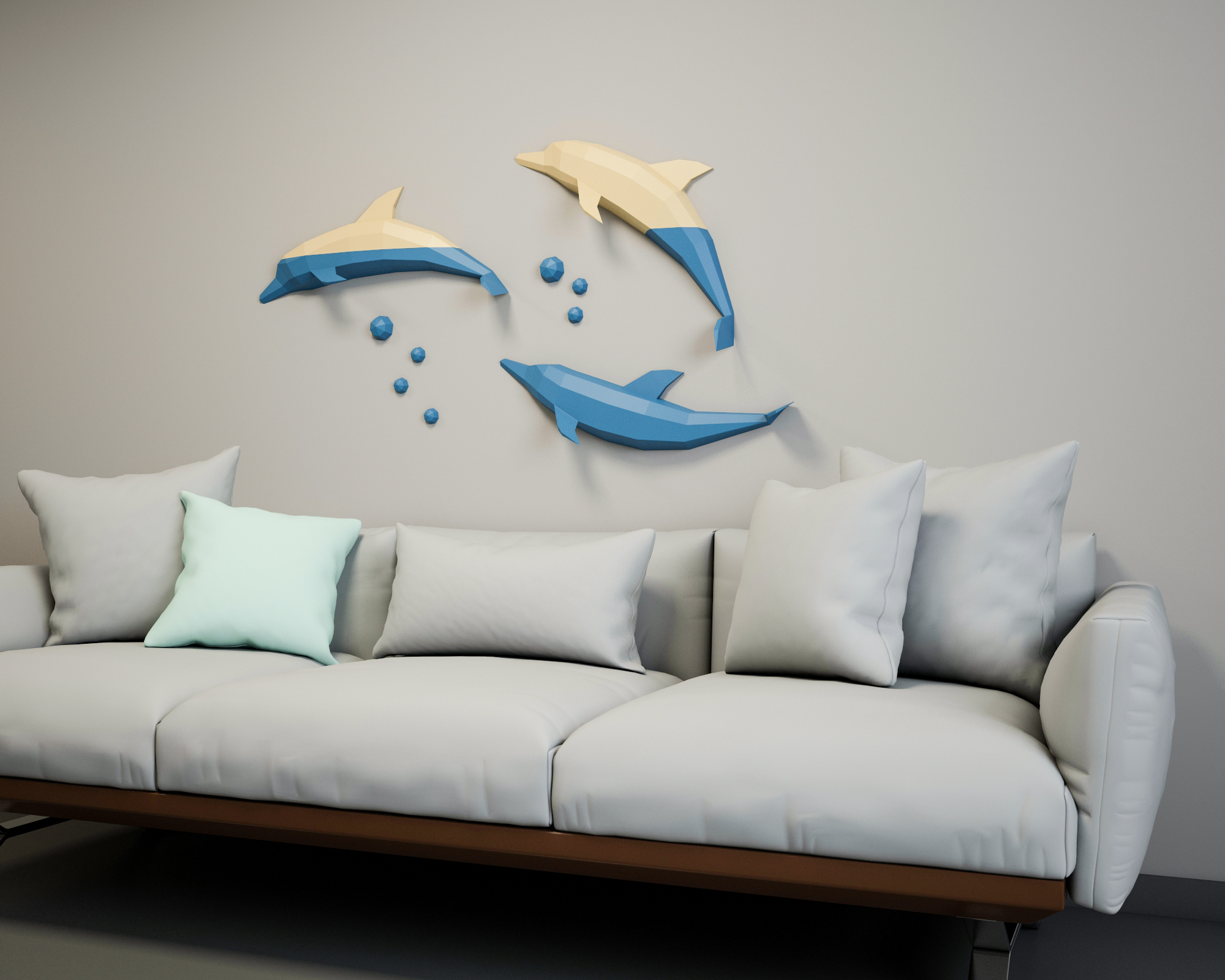 DIY Papercraft Dolphins jumping out of water, PDF template p - Inspire ...