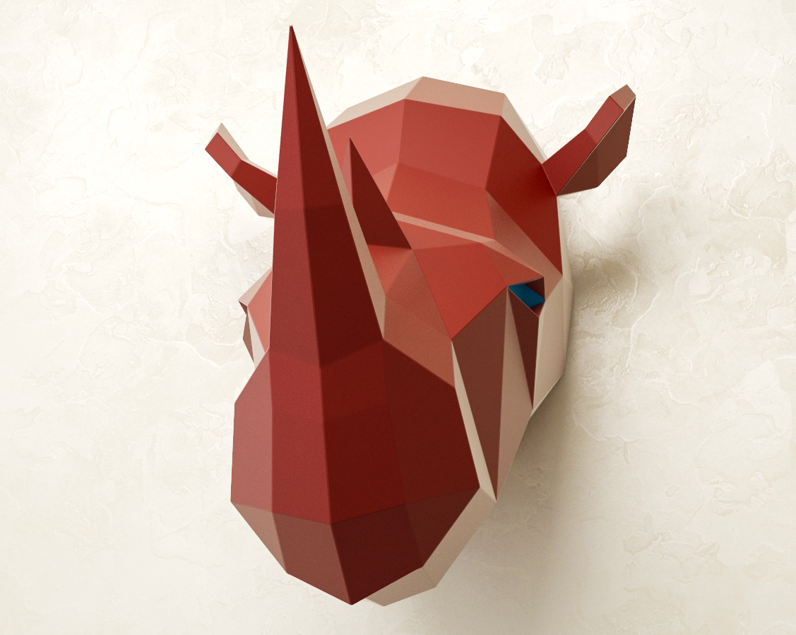 Paper craft Rhinoceros head, low poly pattern, papercraft mo - Inspire ...