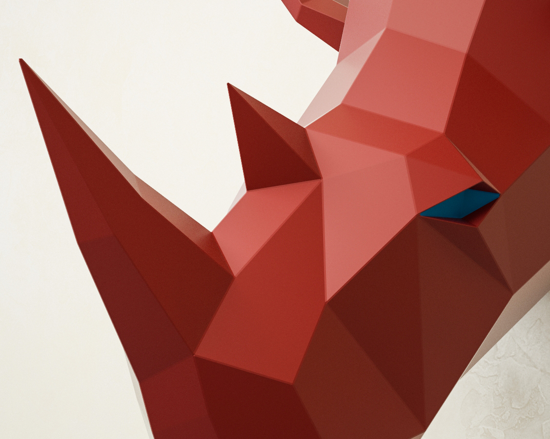 Paper craft Rhinoceros head, low poly pattern, papercraft mo - Inspire ...