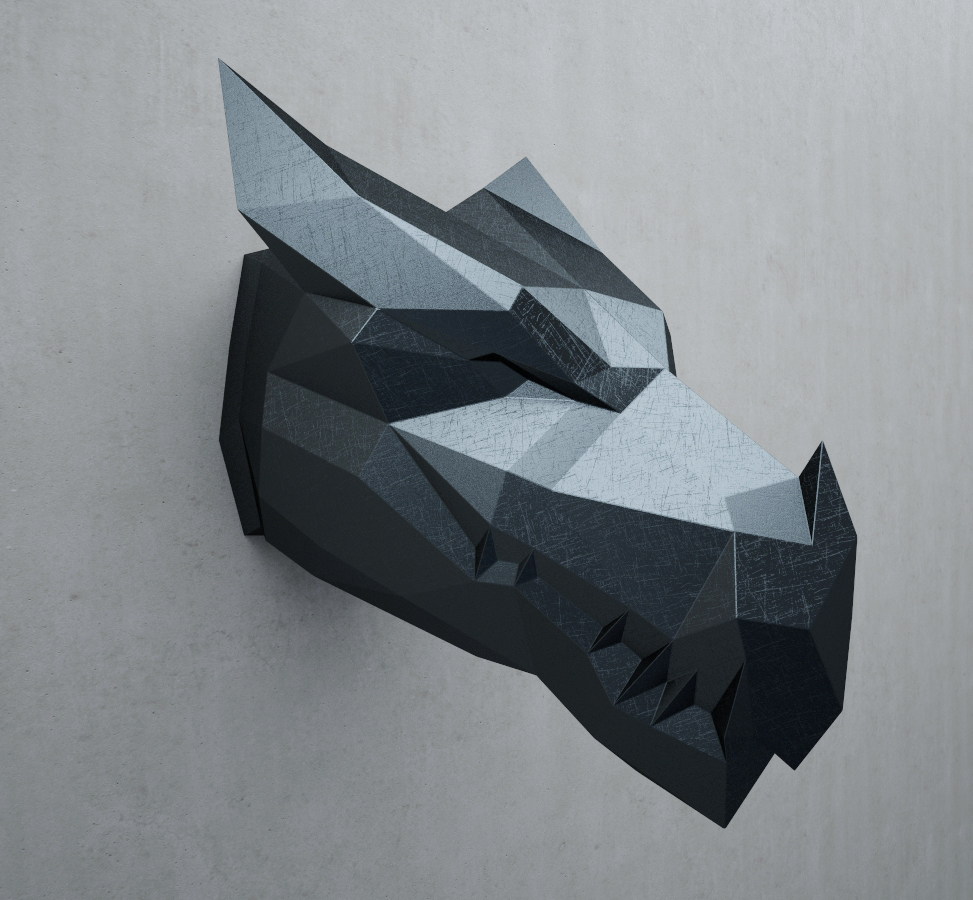 Papercraft Dragon Head Trophy, papercraft 3D, paper model, D - Inspire ...
