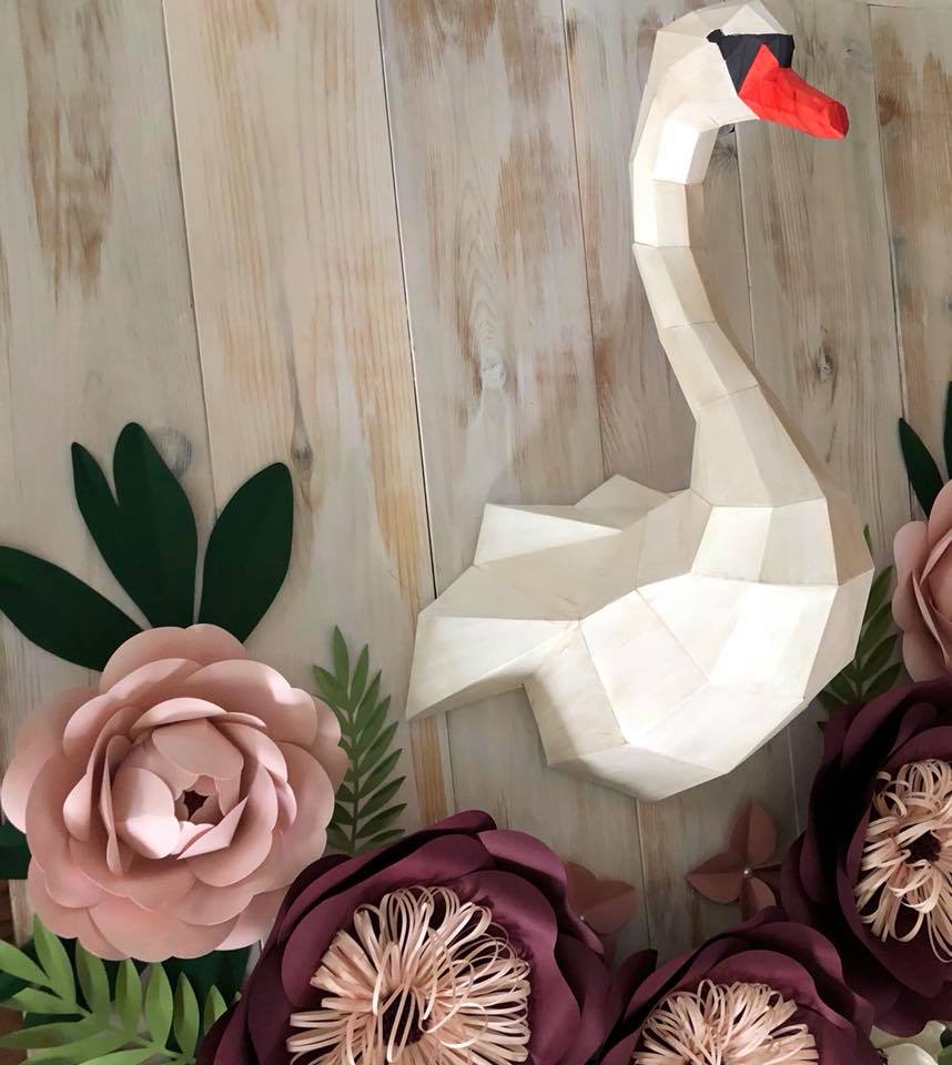 Papercraft Swan, DIY paper craft model, PDF template kit, Lo - Inspire ...