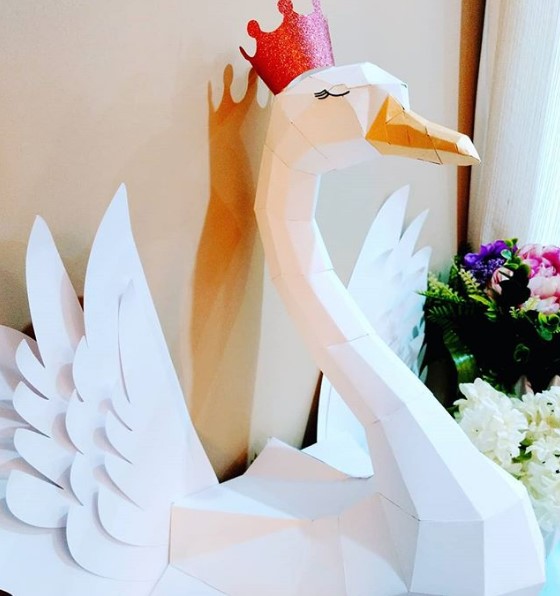 Papercraft Swan, DIY paper craft model, PDF template kit, Lo - Inspire ...