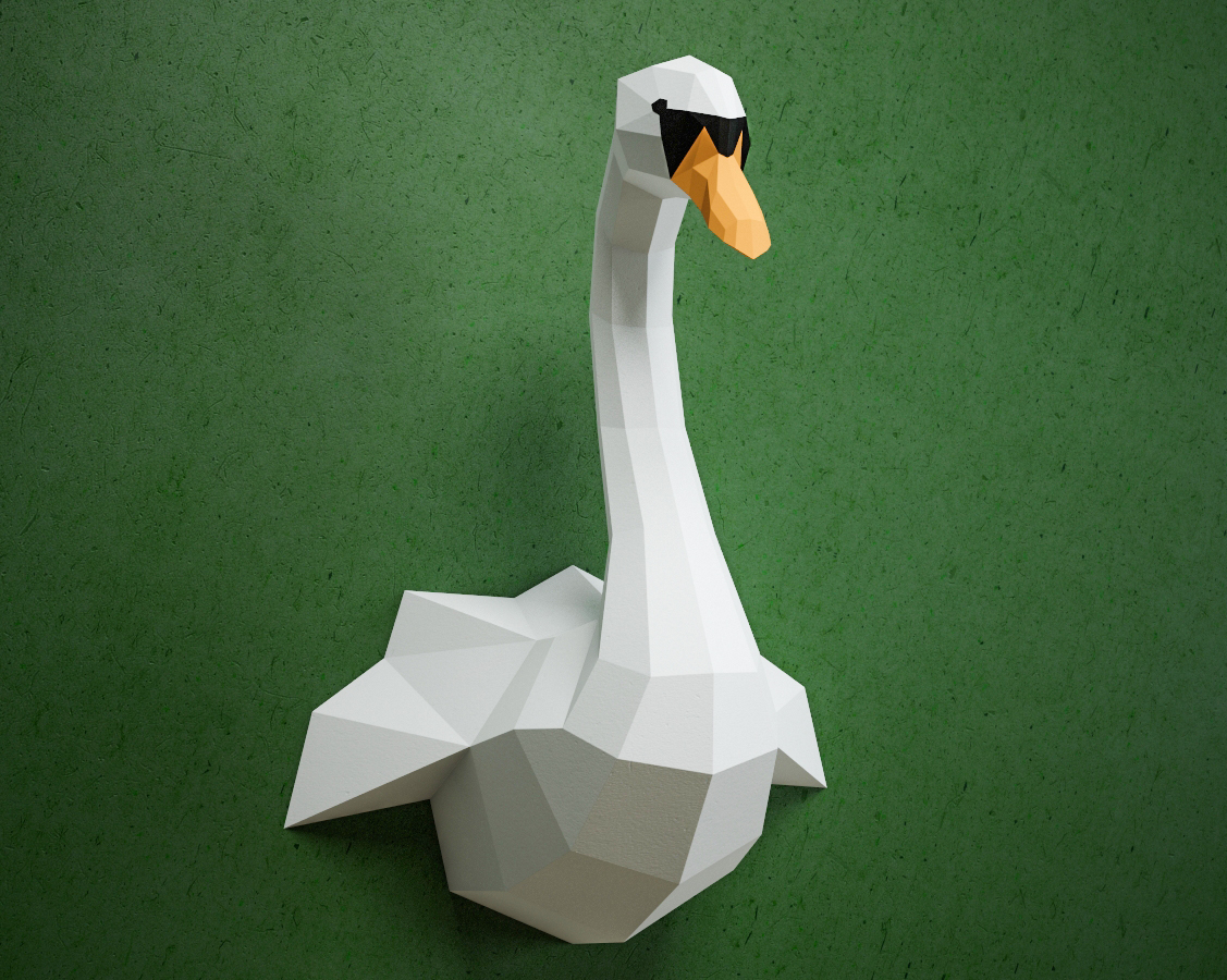 Papercraft Swan, DIY paper craft model, PDF template kit, Lo - Inspire ...