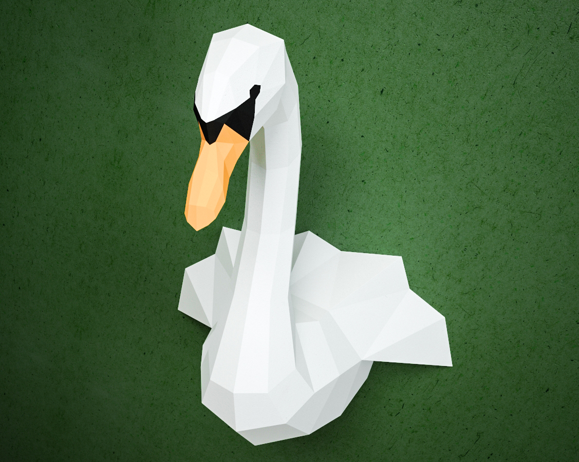 Papercraft Swan, DIY paper craft model, PDF template kit, Lo - Inspire ...