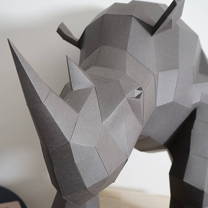 Papercraft Rhino, Paper craft rhinoceros, DIY sculpture, PDF - Inspire ...