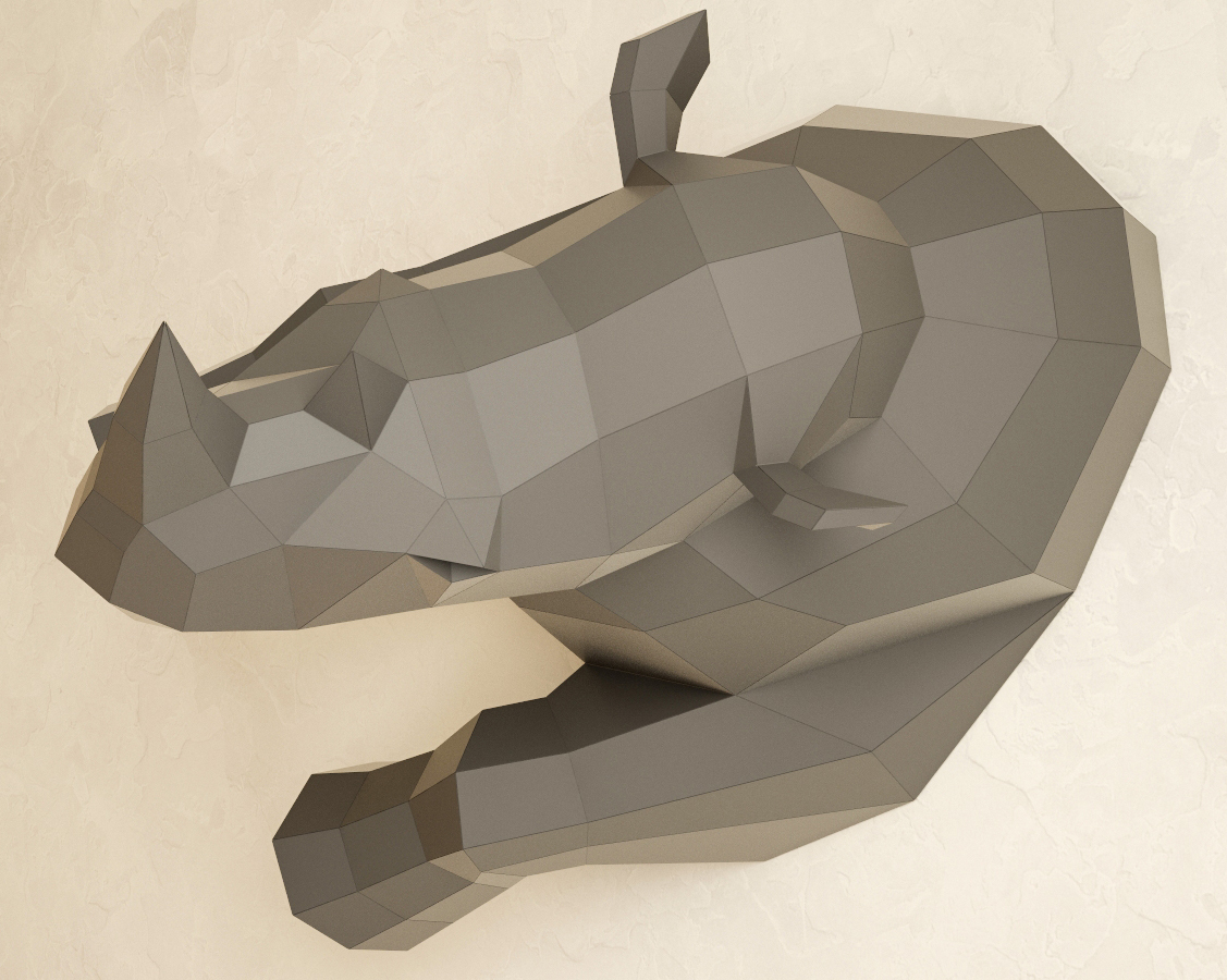 Papercraft Rhino, Paper craft rhinoceros, DIY sculpture, PDF - Inspire ...