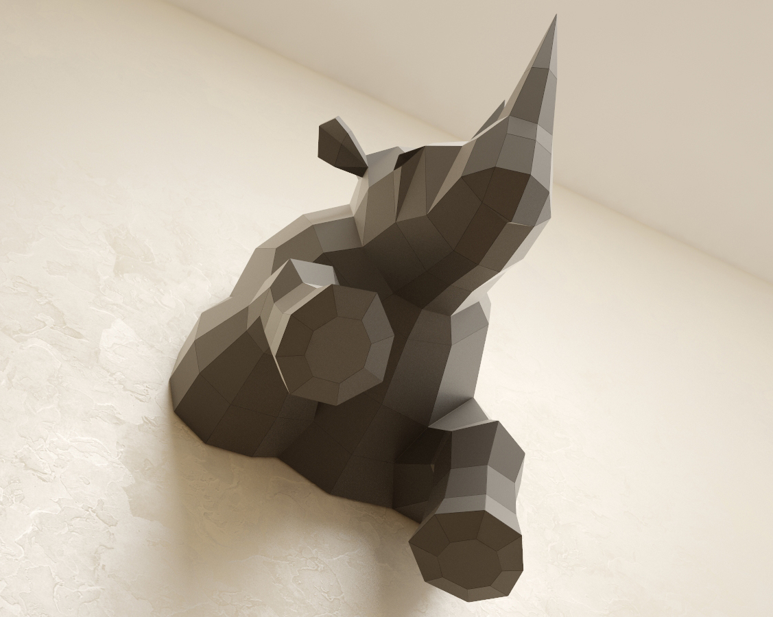 Papercraft Rhino, Paper craft rhinoceros, DIY sculpture, PDF - Inspire ...