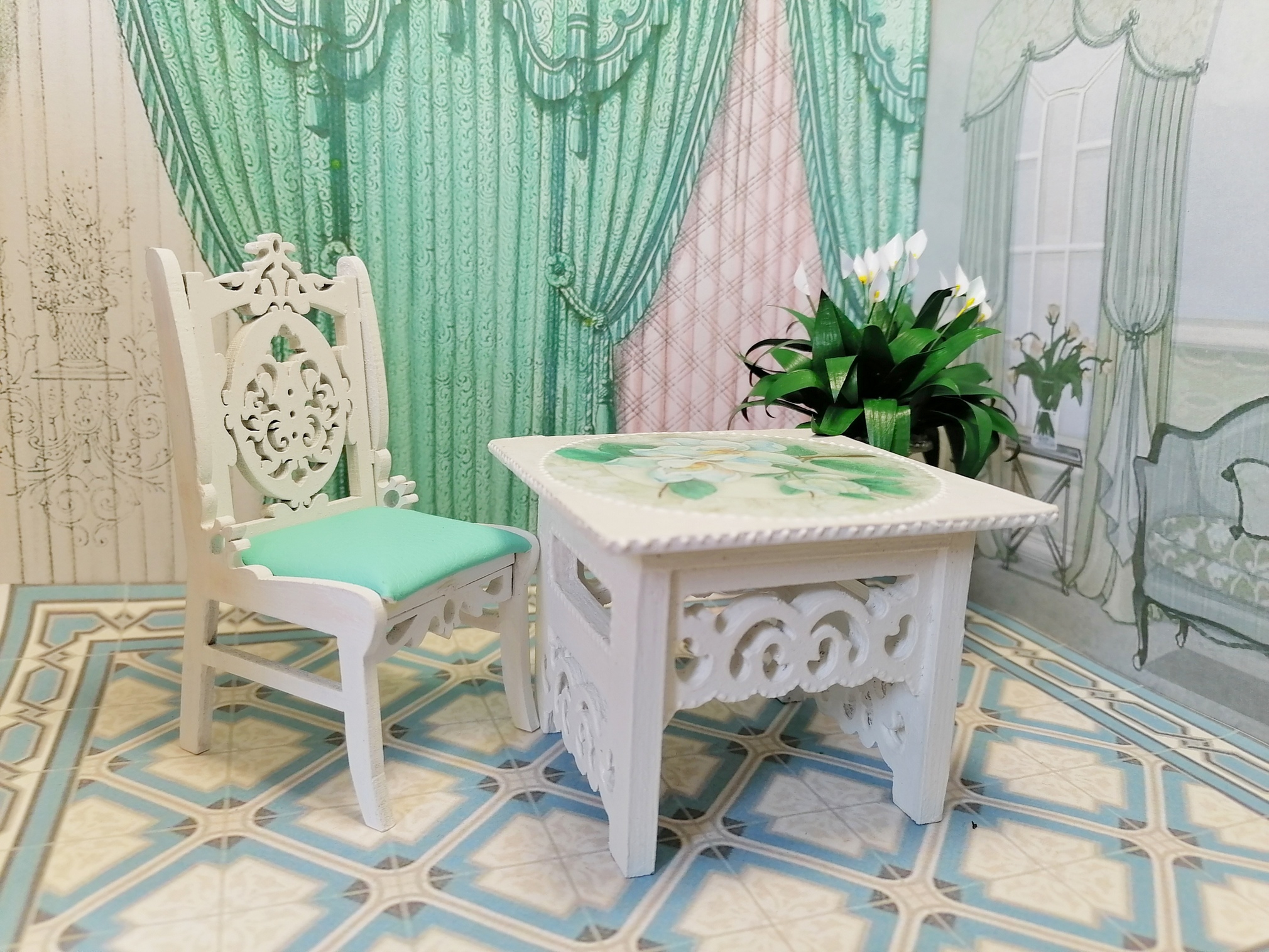 Table , chair. Puppet miniature.1:12 scale. - Inspire Uplift