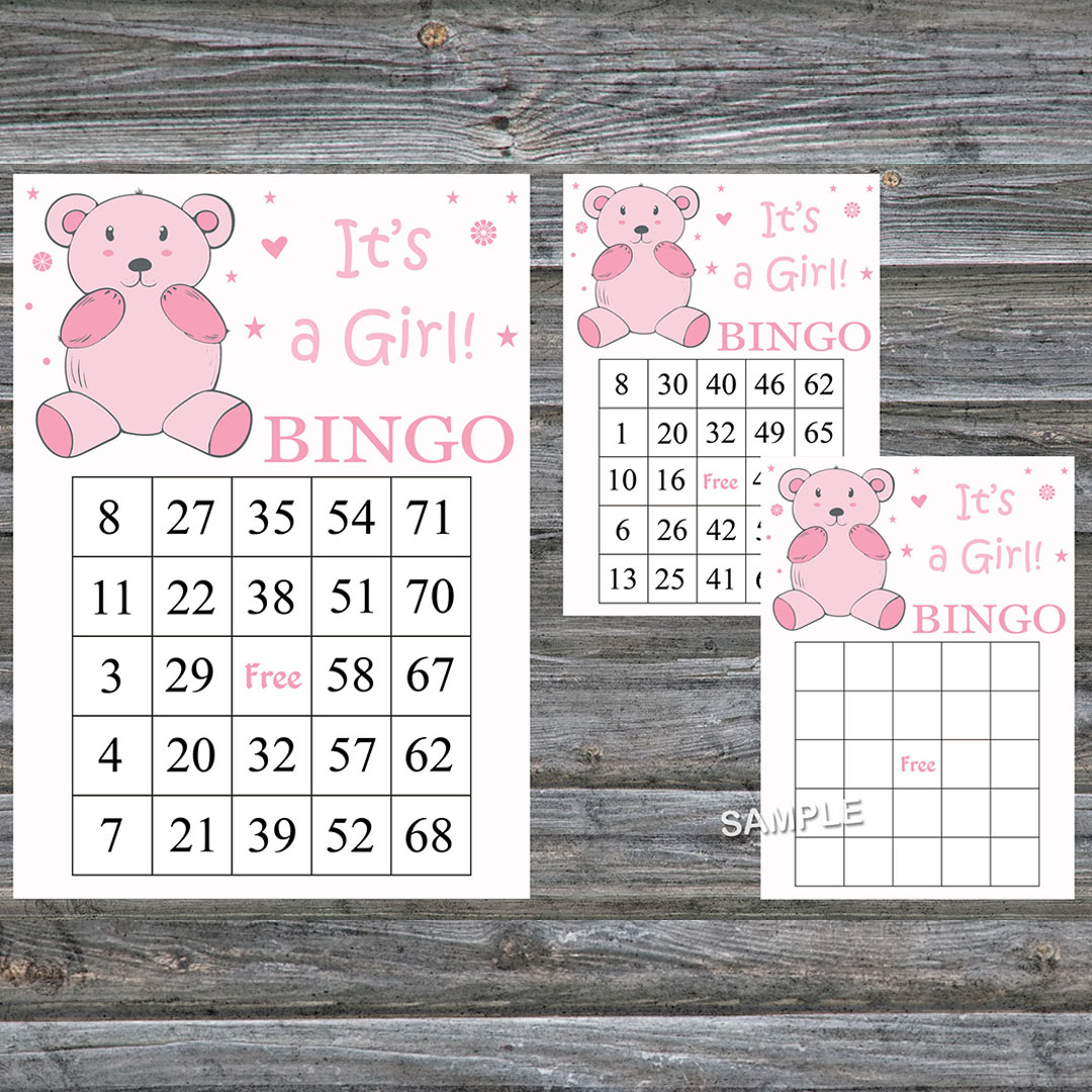 Pink Teddy bear bingo cards,Teddy bear bingo game,Woodland p - Inspire ...