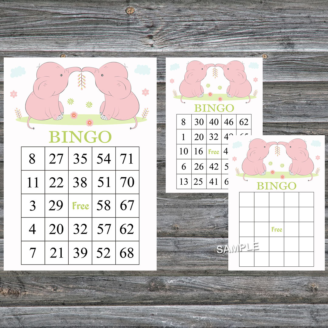 Pink Elephant bingo cards,Baby Elephant bingo game,Elephant | Inspire ...