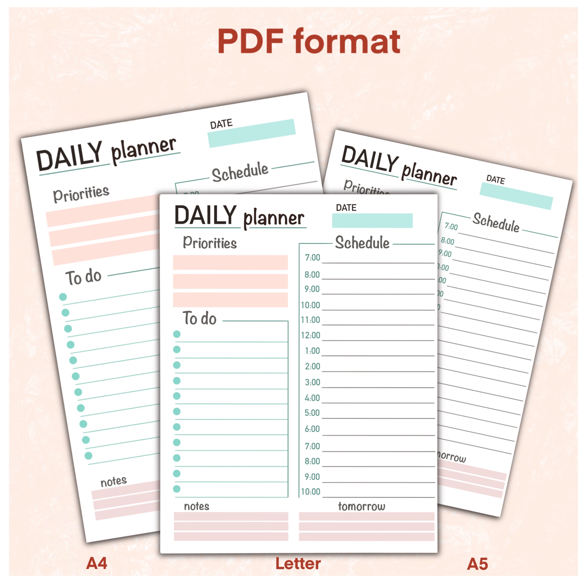 Daily Planner, Printable Daily Planner, Daily Checklist, Dai - Inspire ...