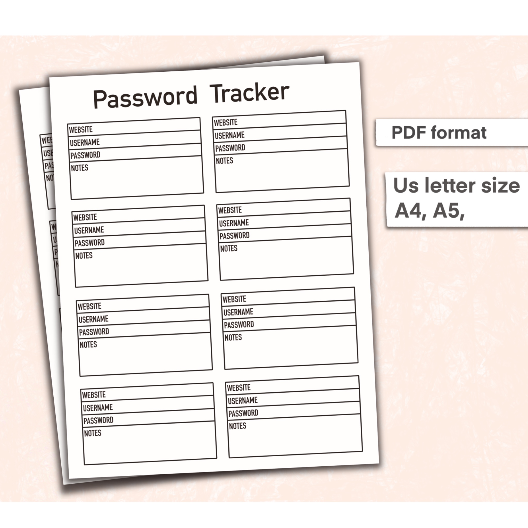 Password Tracker, Printable Password Log, Print at home plan - Inspire Uplift