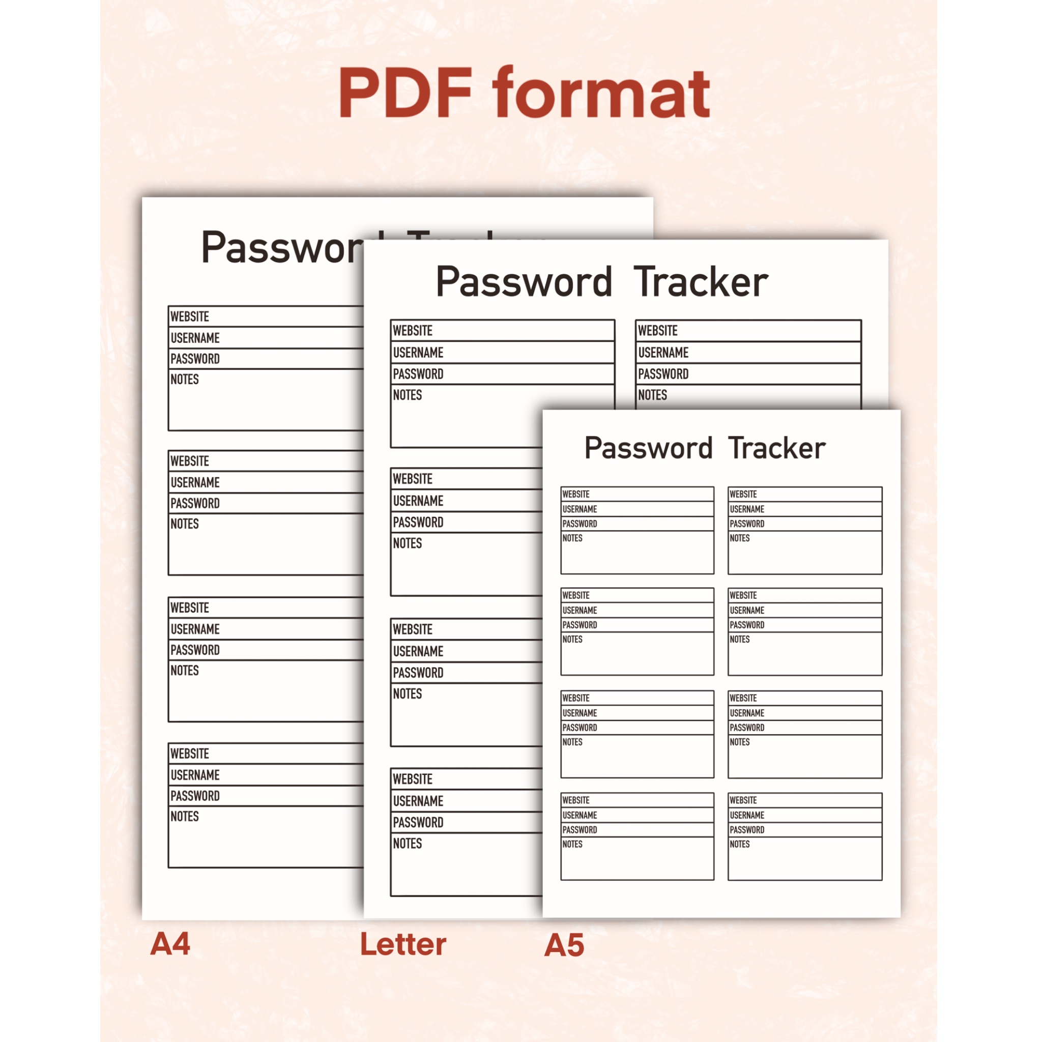 Password Tracker, Printable Password Log, Print at home plan - Inspire ...