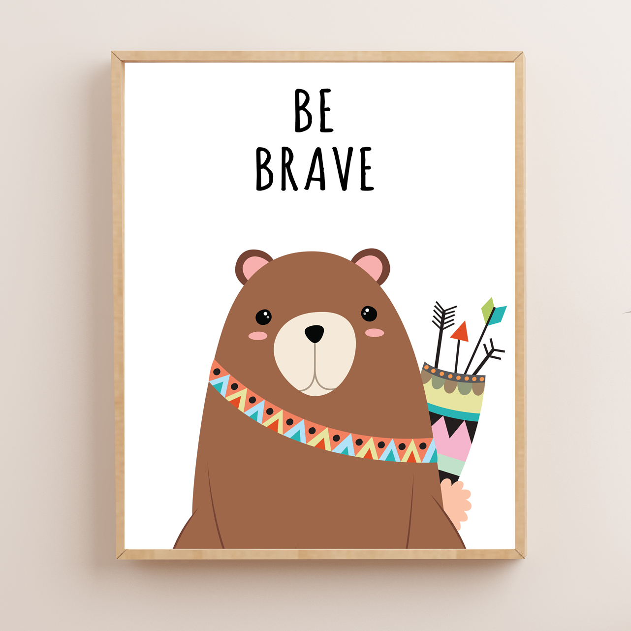 Nursery wall art, Be brave wall art, Bear nursery wall art, - Inspire ...