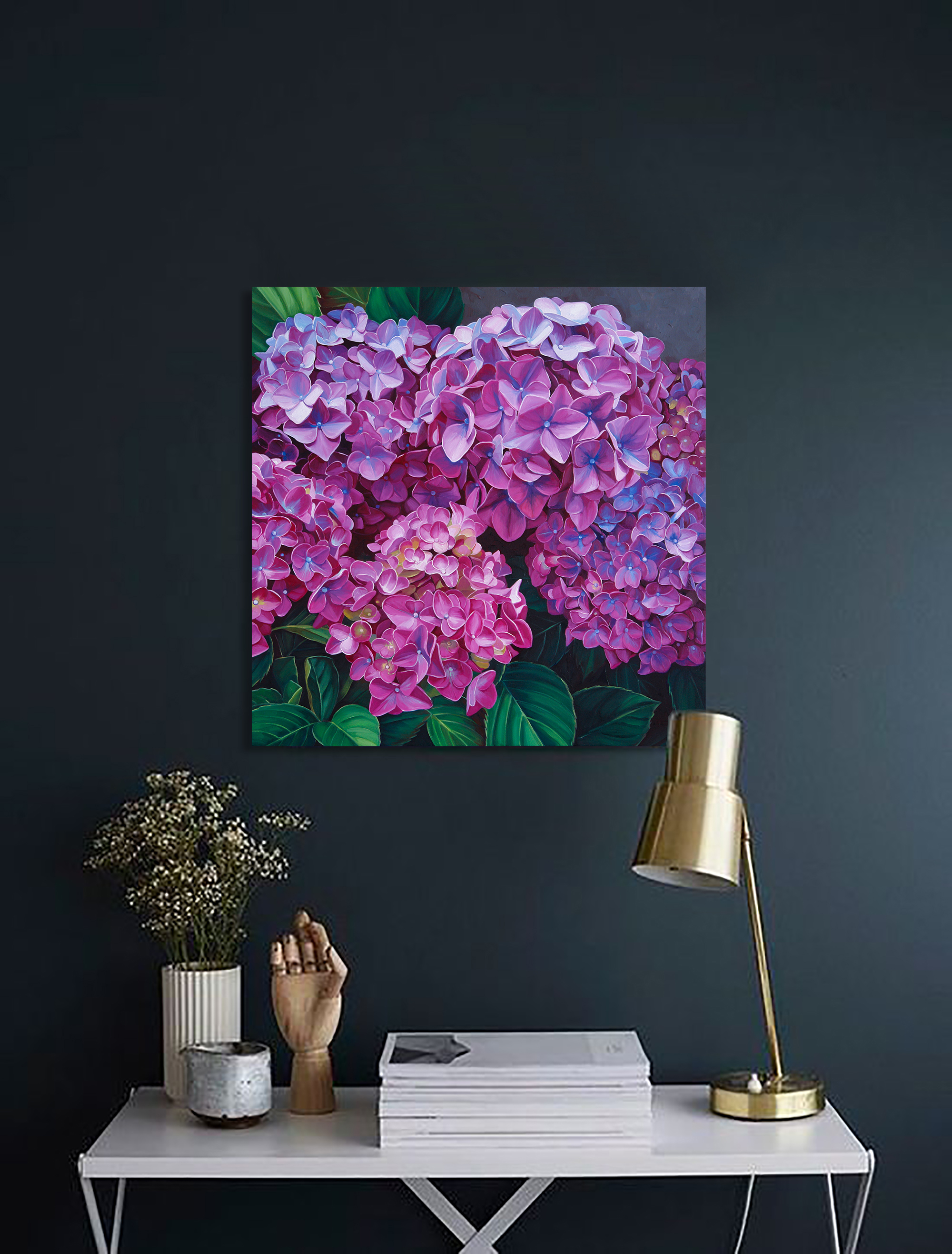 Pink hydrangea Oil painting Flowers art Hydrangea home wall - Inspire ...