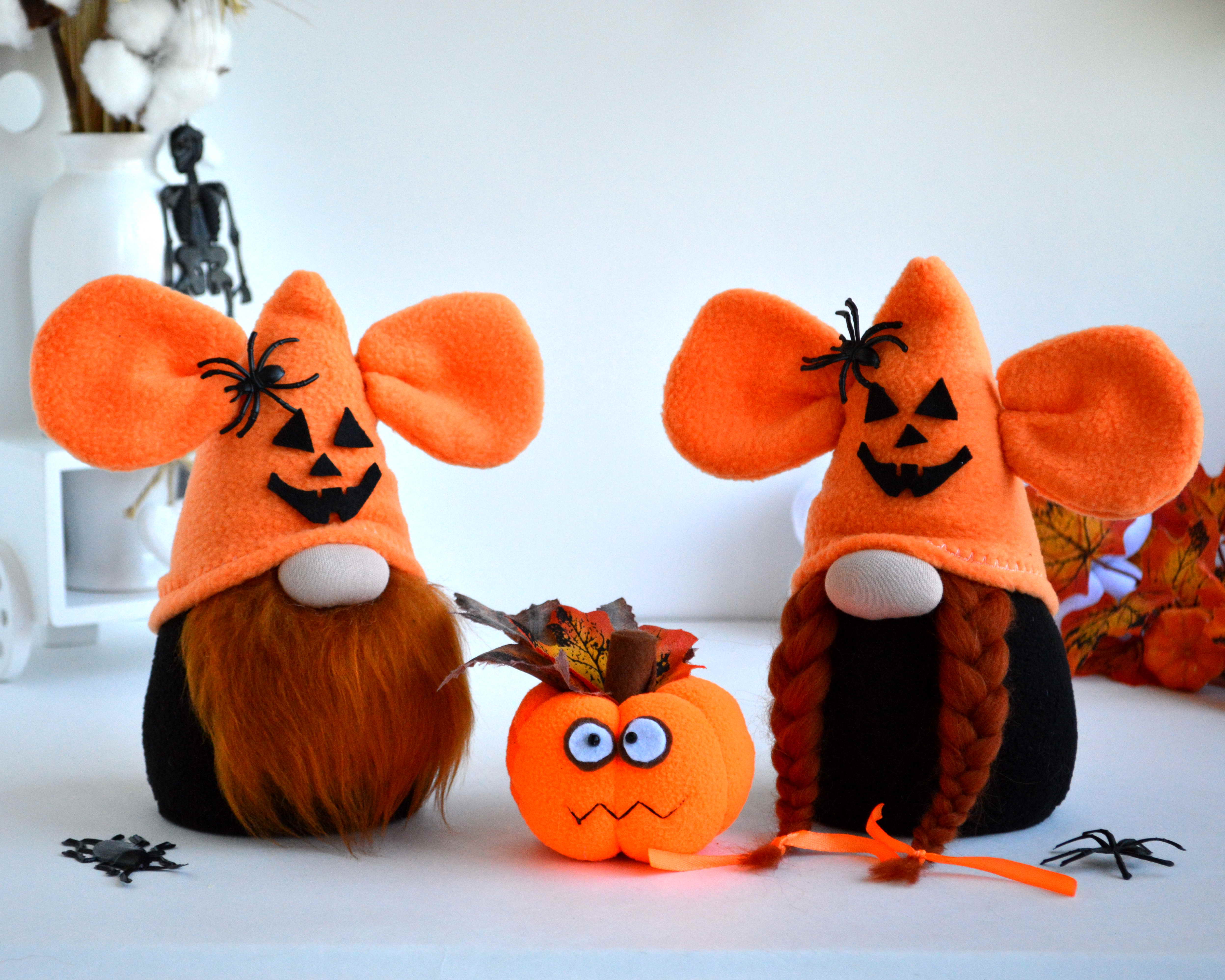 set of halloween gnomes mickey and mini mouse with pumpkin | Inspire Uplift