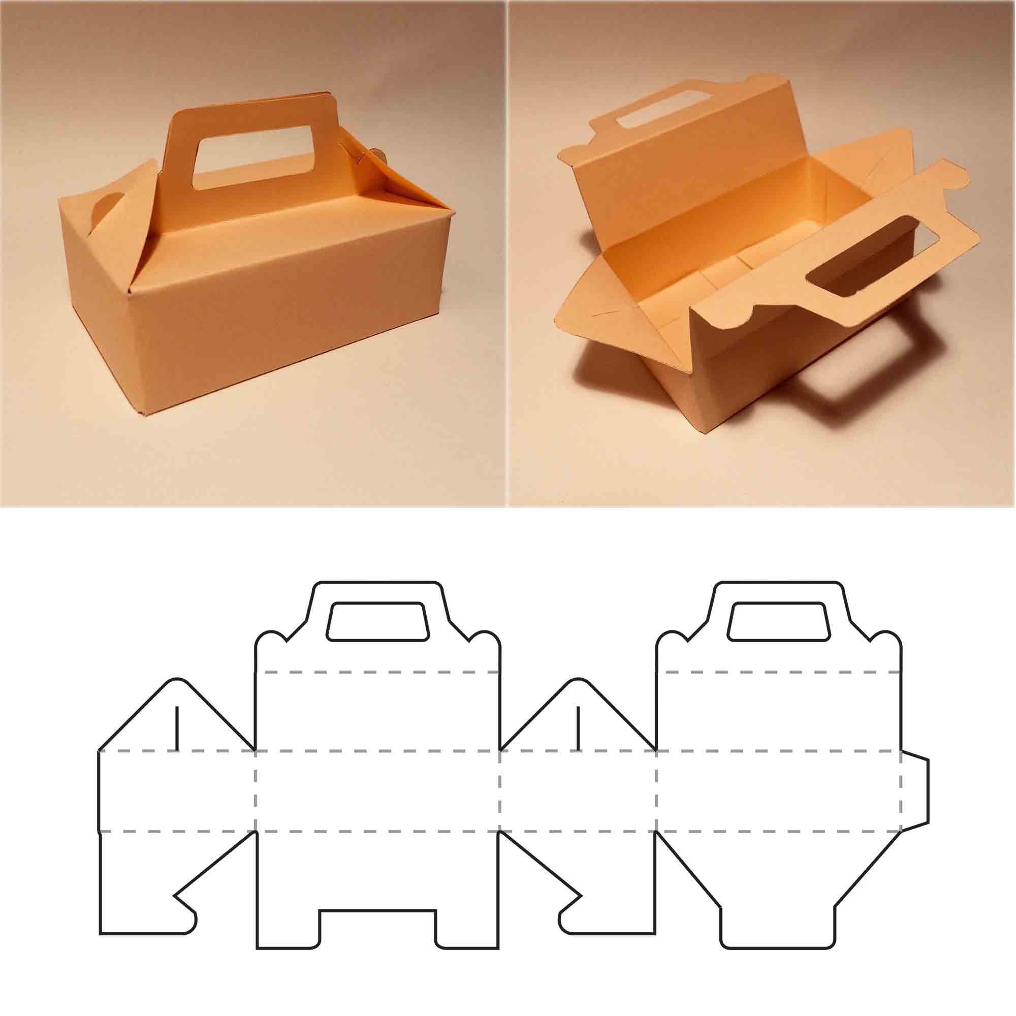 Box with handle template, square box, cube box, favor box, g | Inspire ...