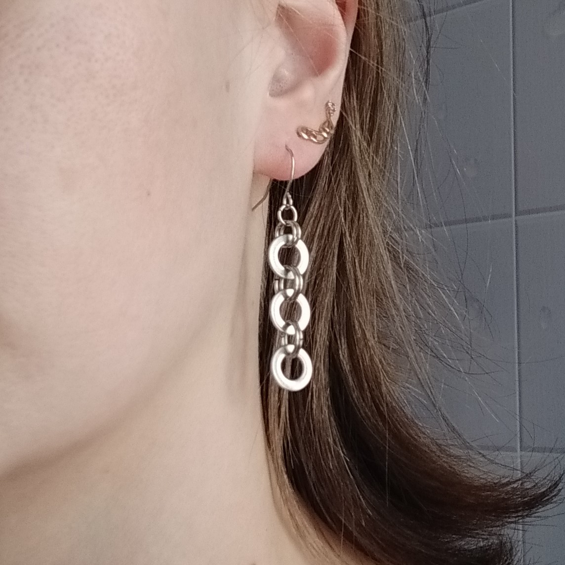 Grunge earrings men Washer earrings steel Geek earrings - Inspire Uplift