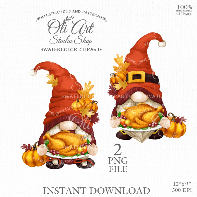 Thanksgiving Day. Turkey and gnomes clipart. Fall. Clip art - Inspire ...