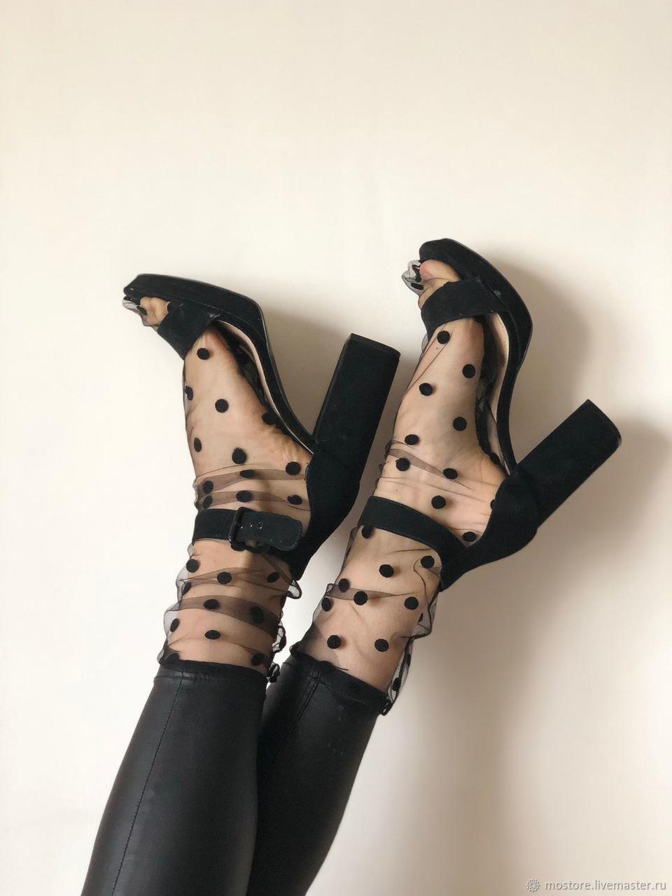 Tulle Mesh Socks with Dots for Woman | Sheer Socks Patterned - Inspire ...