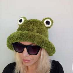Frog Bucket Hat Crochet Frog Hat Green Frog Crochet Knit Fro | Inspire ...