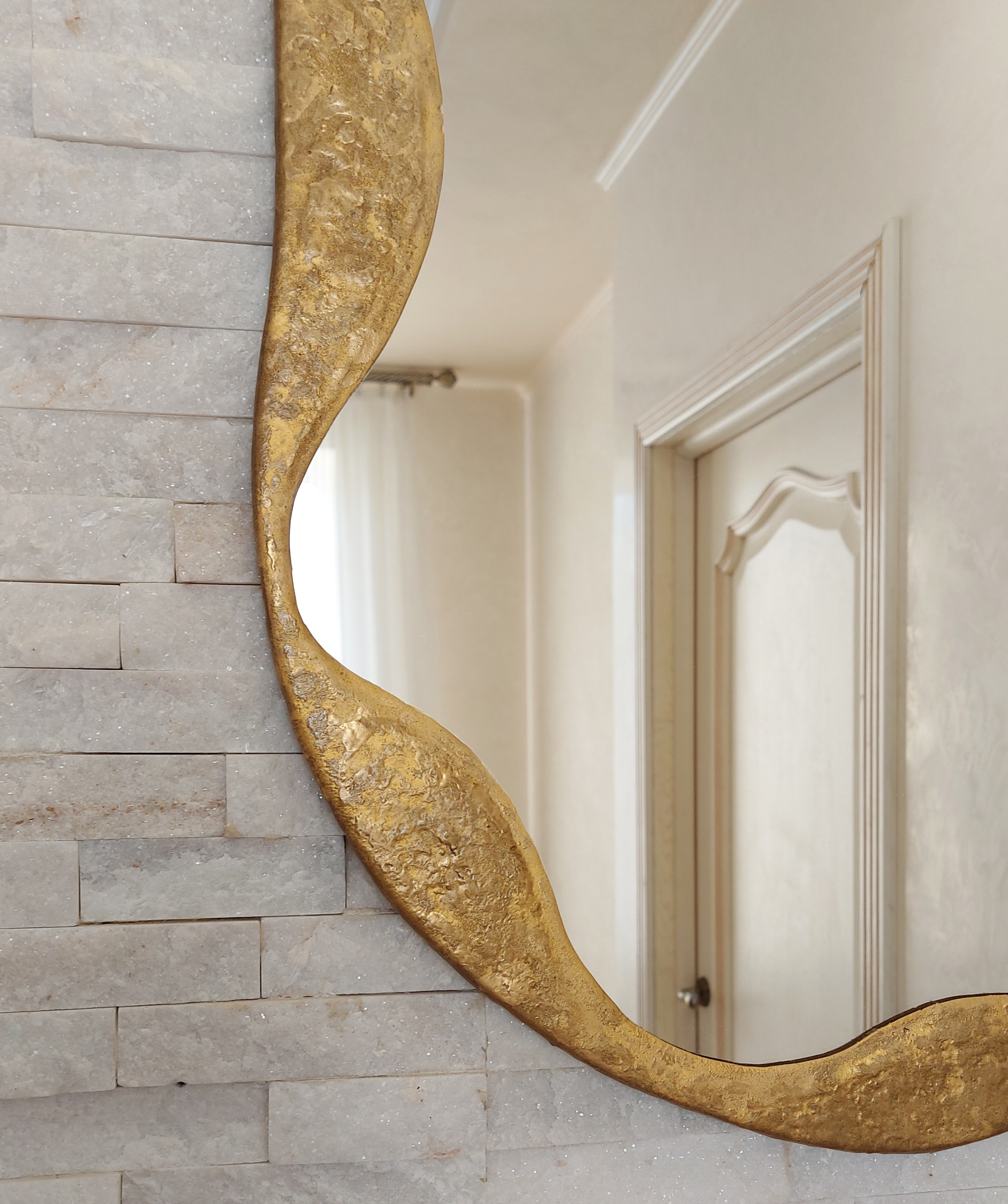 Wavy wall mirror gold Irregular mirror gold Cloud mirror - Inspire Uplift