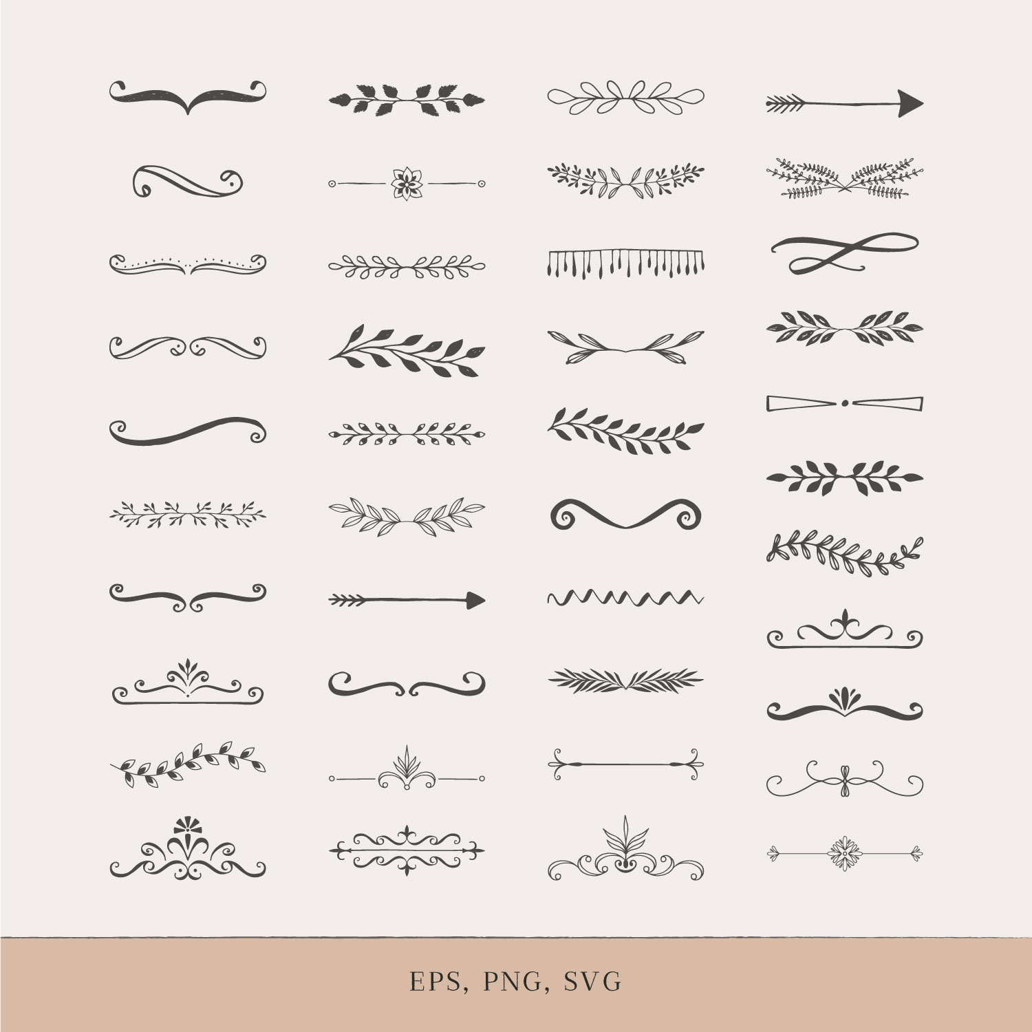 Set of elegant dividers for decoration. Vector, Svg, Png. - Inspire Uplift