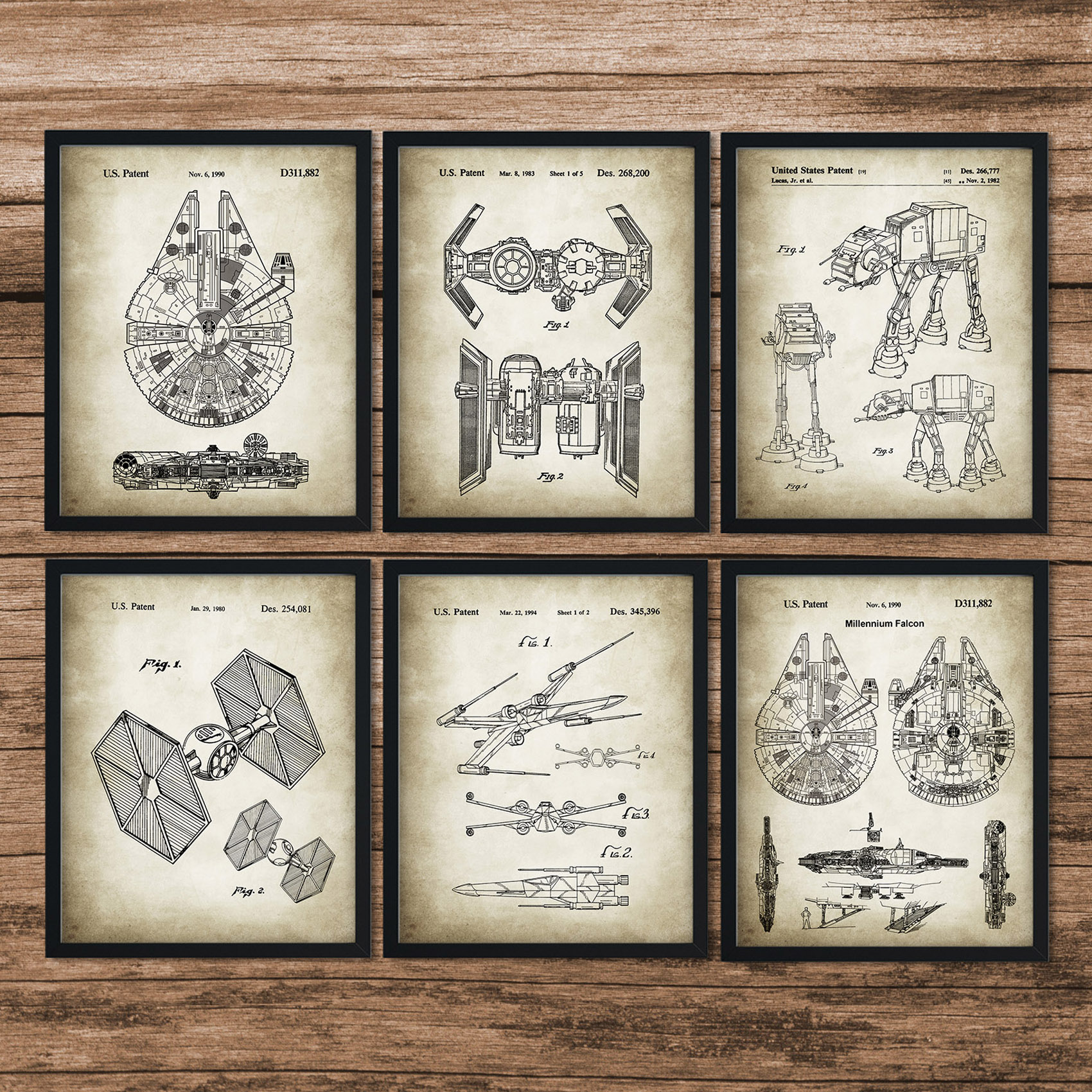 Star Wars Patent Set of 6, Millennium Falcon Star Wars Poste | Inspire ...