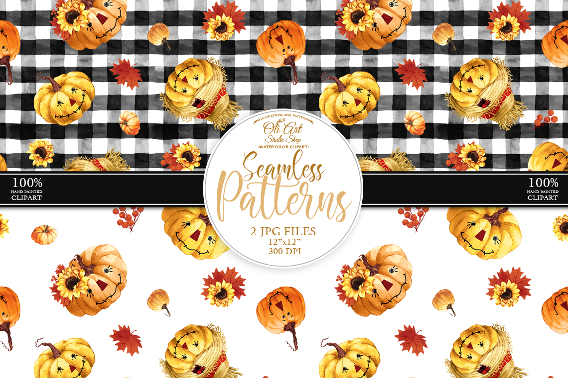 Download Seamless Patterns. Scarecrow Pumpkin, Scarecrow Fac | Inspire ...
