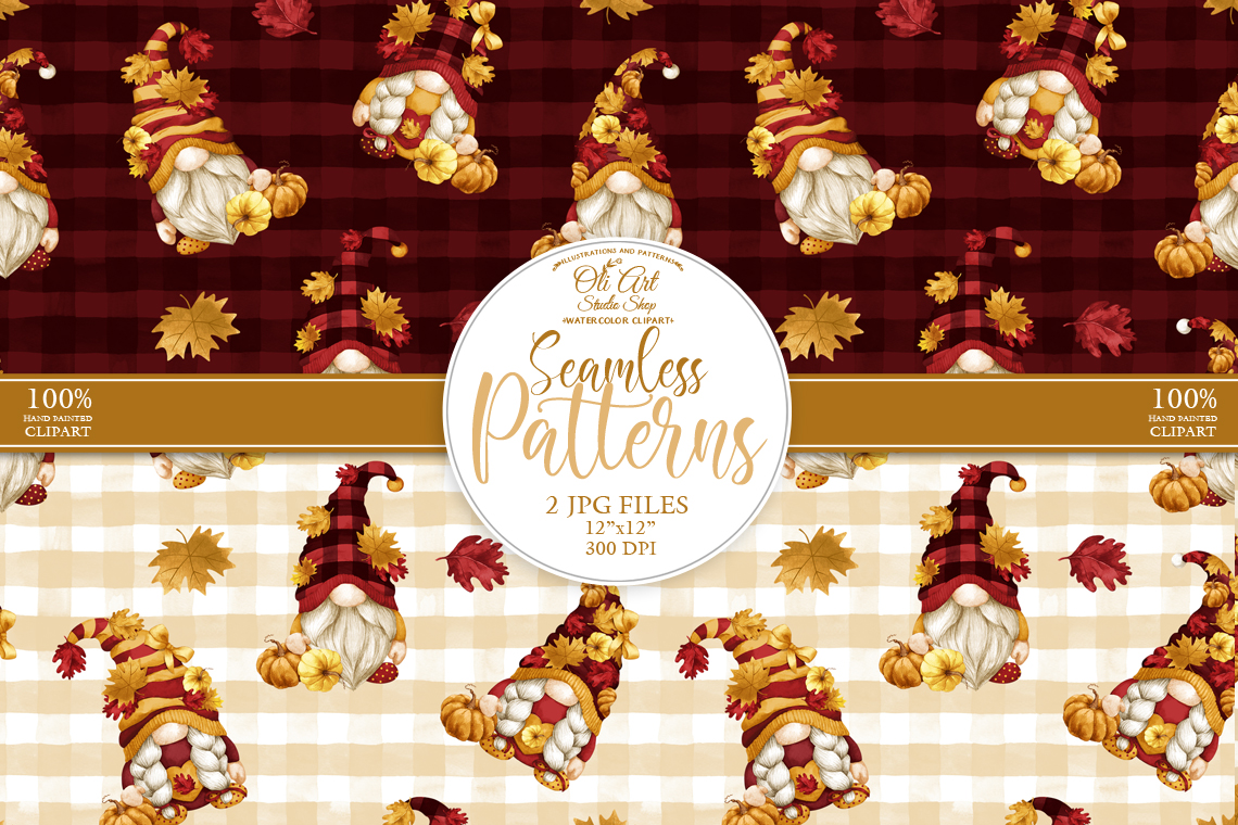 Download Seamless patterns. Gnomes & pumpkin. Fall, Autumn. | Inspire ...