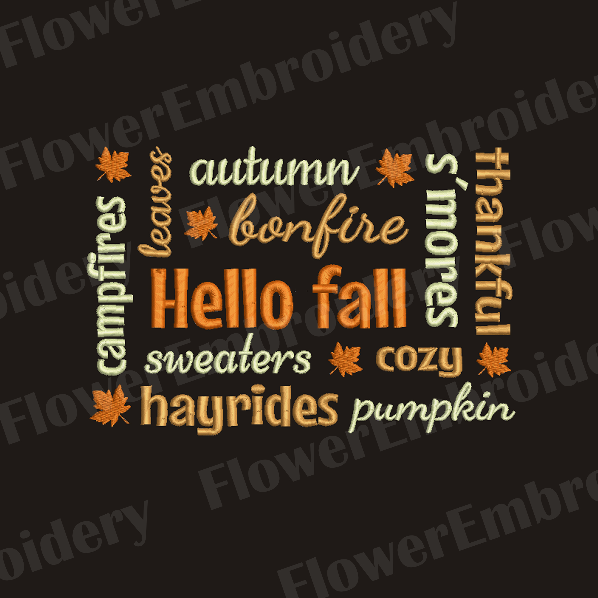 Hello fall machine embroidery design Pumpkin pes file Welcom - Inspire ...